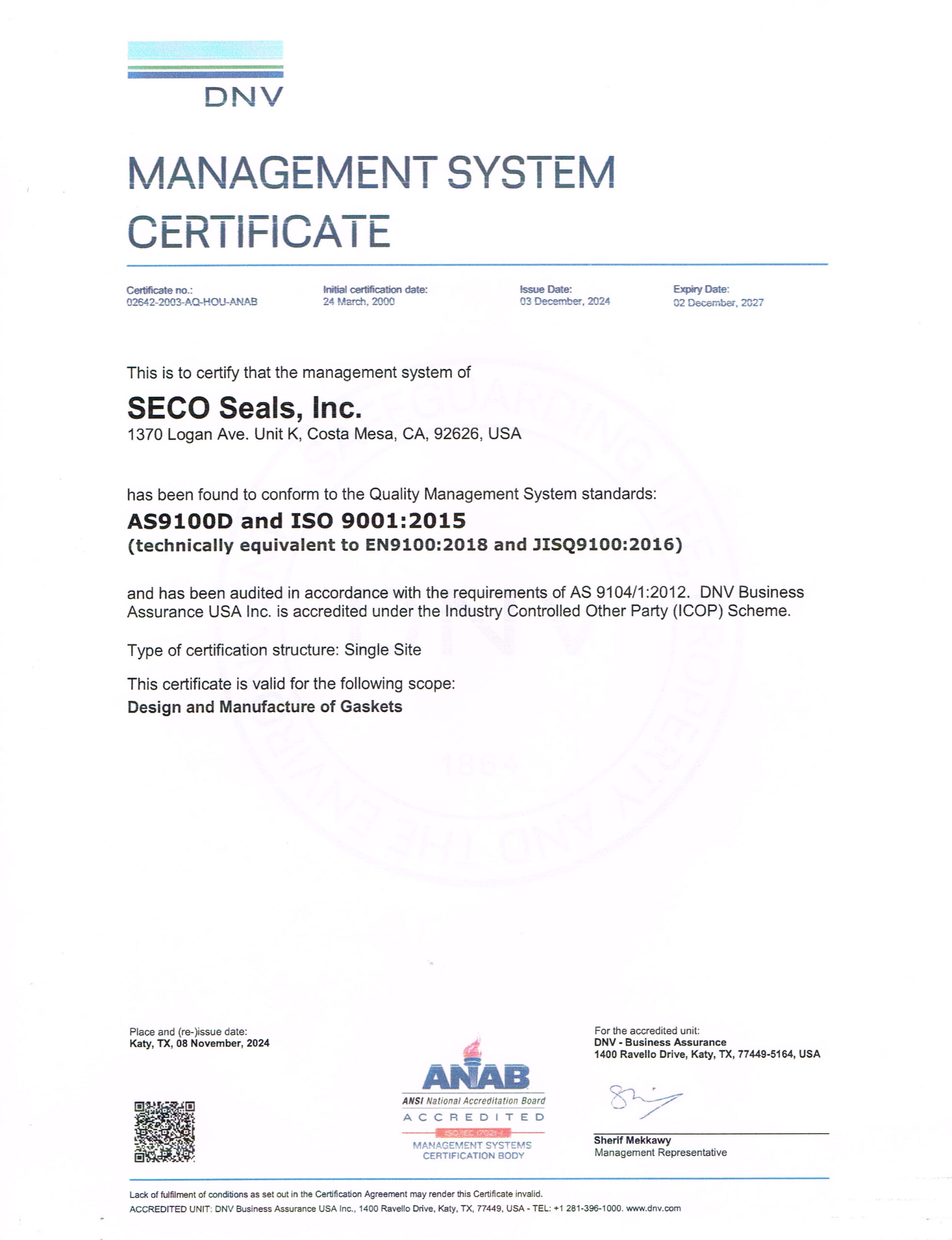 QUALITY - SECO SEALS, Inc.